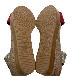 Malu | Shoes | Tan And Red Sandals With Opentoe And Wedge Heel | Poshmark